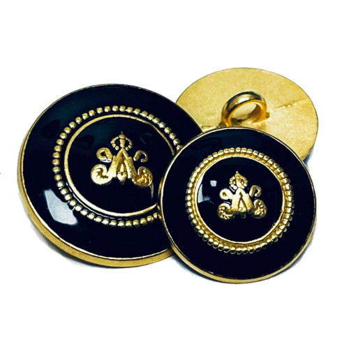 17-632BK Matte Gold and Black Jacket and Coat Button, 2 Sizes