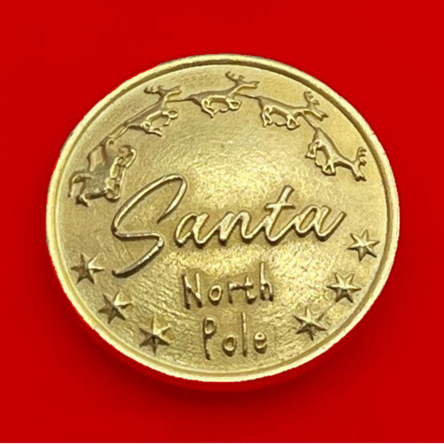 1882 Gold Santa Claus Button, 1-1/8"