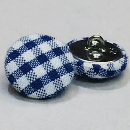 Covered Fabric Shank Buttons in a Blue and White Plaid Pattern