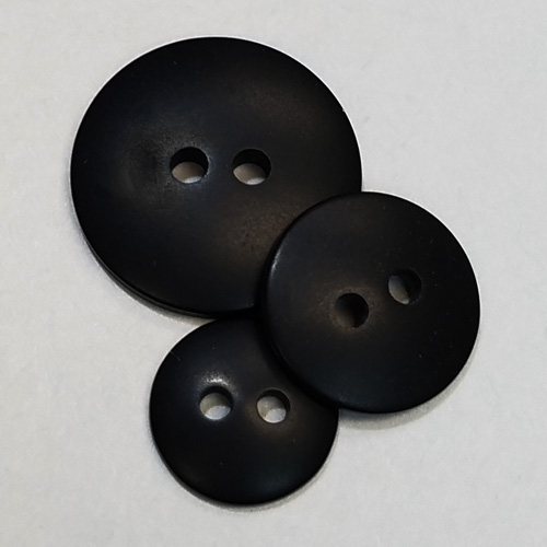 BB-102D Matte Black 2-Hole Button - 6 Sizes, Priced by the Dozen