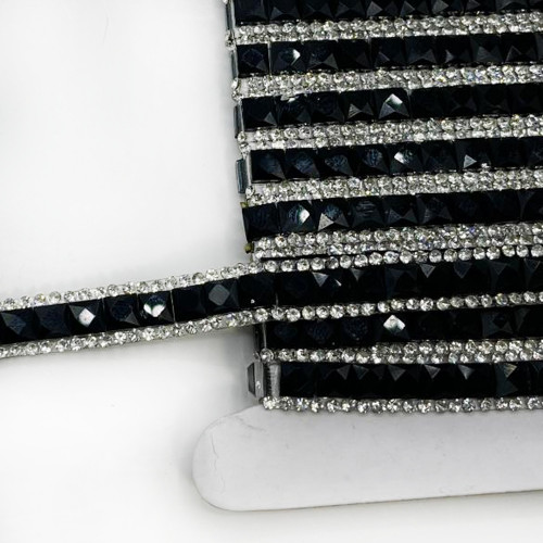 HIR-7014CR - Black and Clear Rhinestone Hot Fix Trim, 3/8" - Sold by ...