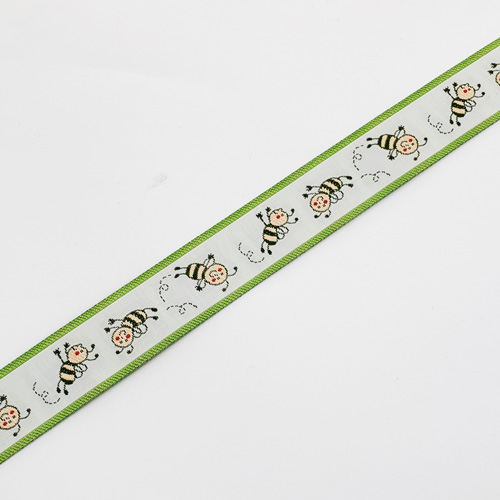 9146-4 Busy Bee Pink Jacquard Ribbons 1"