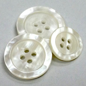 P-0395-White Pearly Fashion Button, 4 Sizes Price by Dozen
