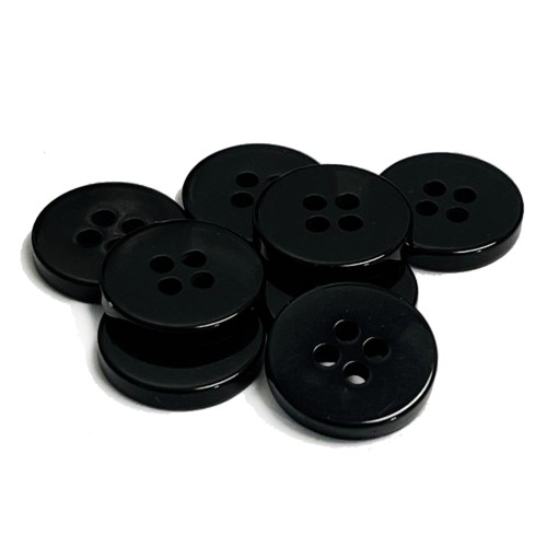 BC-02-D 4-Hole Black Stay Button, 15mm - Priced by the Dozen