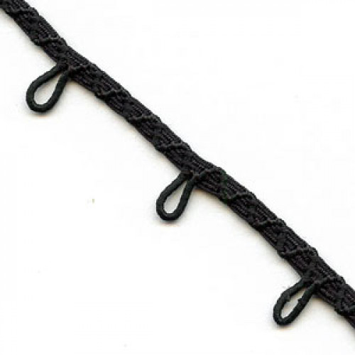 LP-004-Black Elastic Looping, 1" Spacing