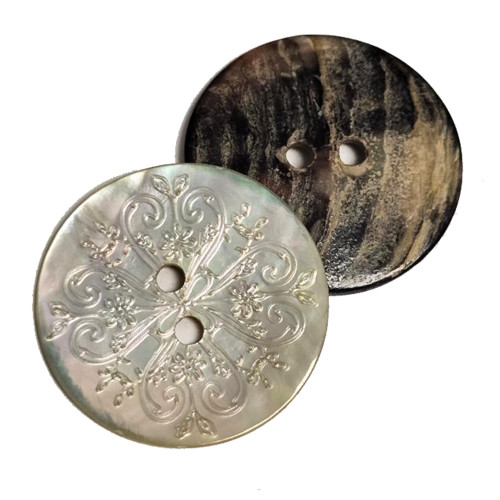 AG-314 Large, Laser-Cut Agoya Shell Button, 1"