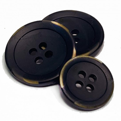 HNX-158-Black, Weathered Look Faux Horn Button, 2 Sizes