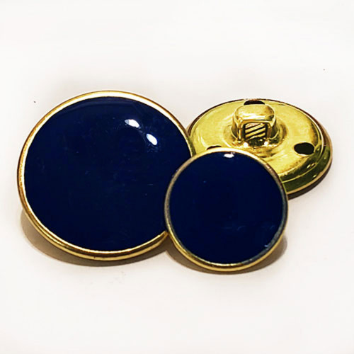 80023 Gold with Navy Blue Epoxy Metal Button, 3 Sizes
