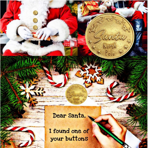 1882 Gold Santa Claus Button, 1-1/8"