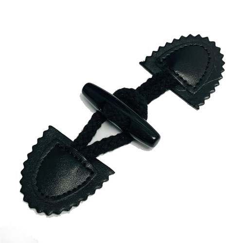 TG-100 Frog Attachment with Black Wooden Toggle and Black Leather Tabs ...