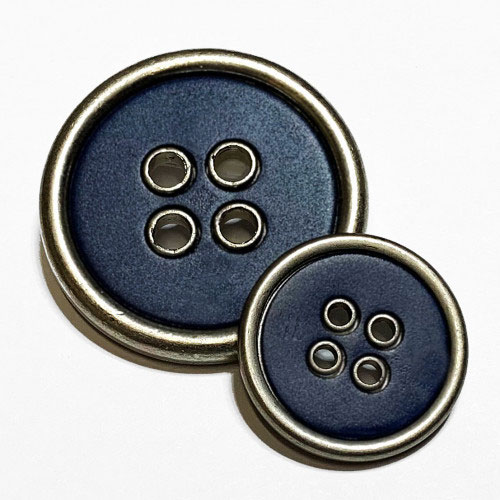 370735 Large, 4-Hole Coat Button in Matte Silver with Matte Navy Center ...