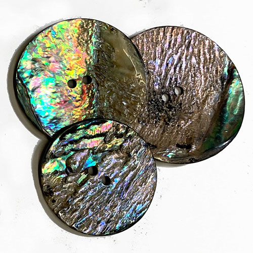 AA-1142 - Large, NZ Abalone Shell Button with Weathered Surface, 3 Sizes