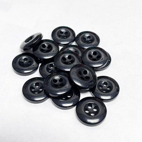 BL-5010 Black, 4-Hole Button, 5/8" - Sold By The Dozen
